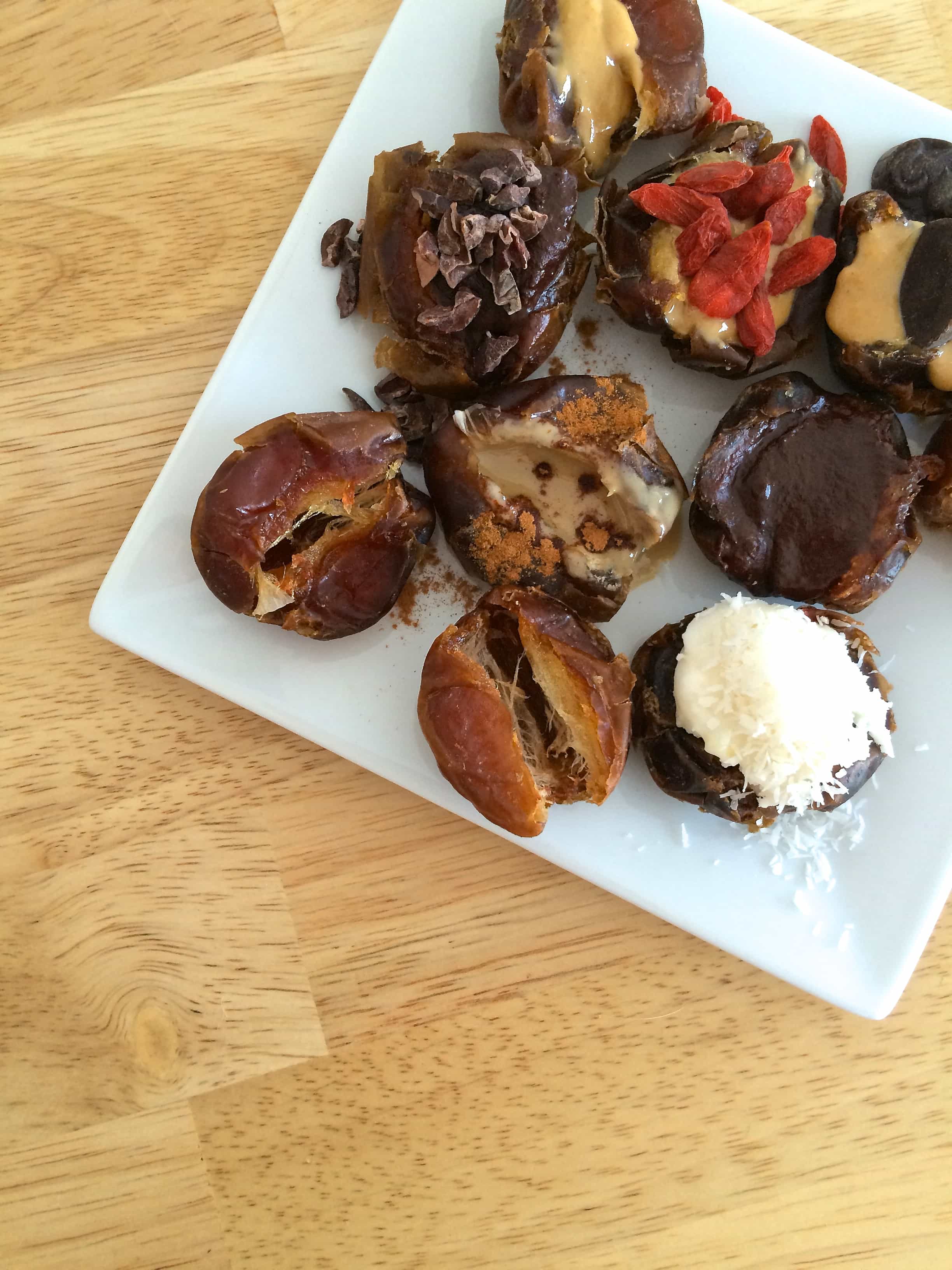 Super Simple Stuffed Dessert Dates - Red and Honey